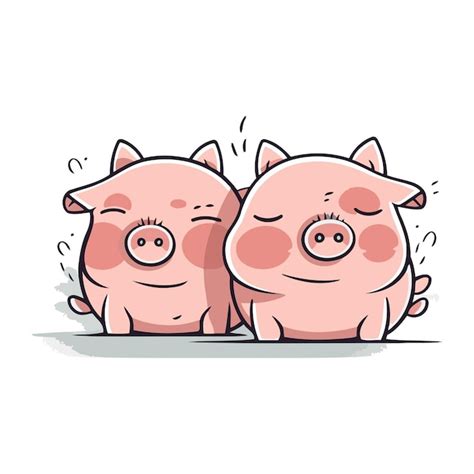 Porcos de desenho animado bonitos ilustração vetorial isolada em um