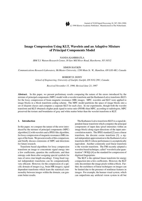pdf image compression using klt wavelets and an adaptive mixture of principal components model