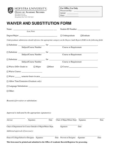 Fillable Online Hofstra For Office Use Only Processed By Initial Date