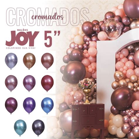 Balão Bexiga CROMADO JOY 5 Polegadas 25 unidades Balão metalizado Festa