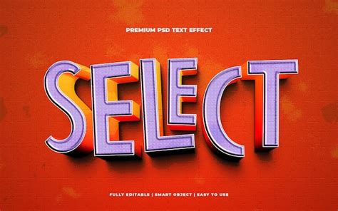 Selecione o efeito de texto 3d psd premium editável PSD Premium
