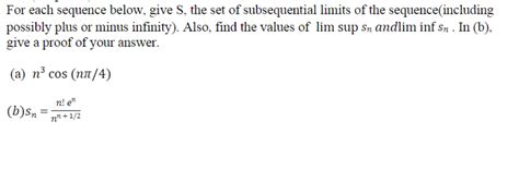 solved for each sequence below give s the set of