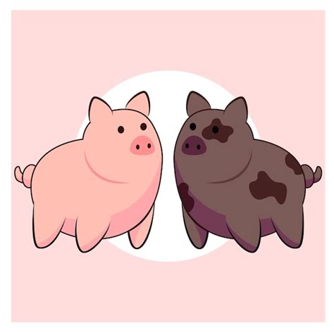 Ilustração vetorial de desenho animado de porcos fofos Vetor Premium