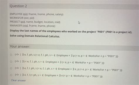 Solved Question 2 EMPLOYEE Eid Fname Iname Phone Chegg