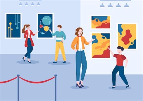 Ilustración de dibujos animados del museo de la galería de arte para