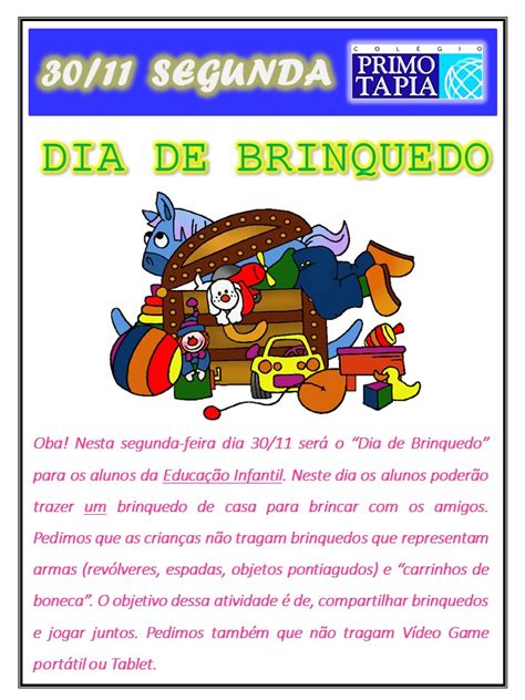 Dia de Brinquedo na Educação Infantil Colégio Primo Tapia
