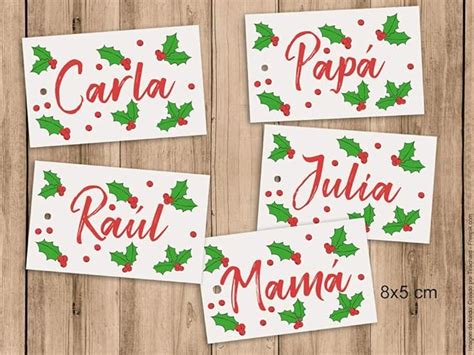 Etiquetas Para Los Regalos De Navidad Con Nombre 8x5cm Pack De 5