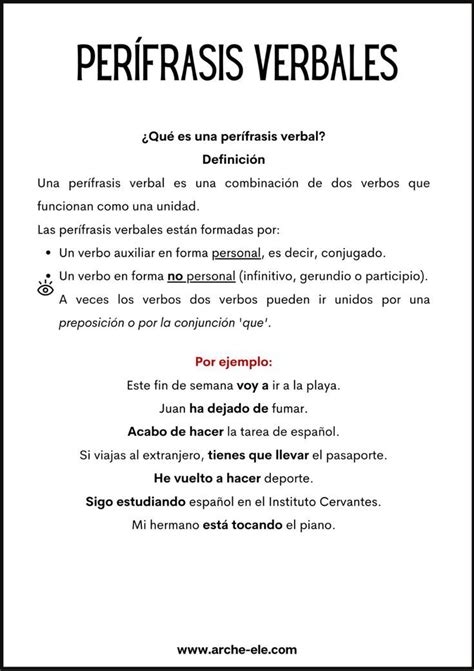 PERÍFRASIS VERBALES Verbal Actividades de español Ejercicios de español