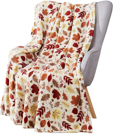 Fall Throw Blanket Warm Autumn Red Yellow Brown Beiges Colors Leaves