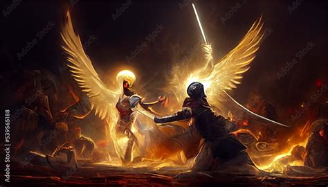 An Egyptian Angel Fights With A Warrior Eternal Battle Good Vs Evil