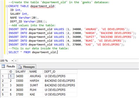 Compare And Find Differences Between Two Tables In SQL GeeksforGeeks