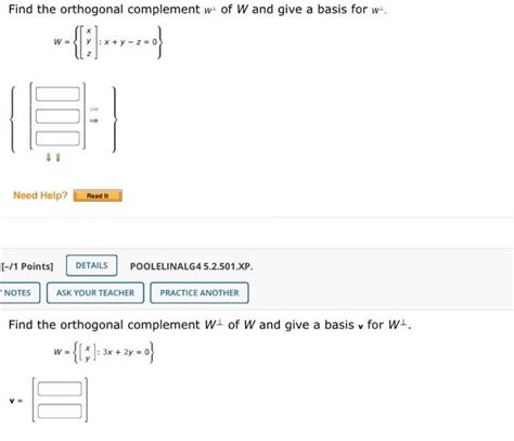 solved find the orthogonal complement w of w and give a