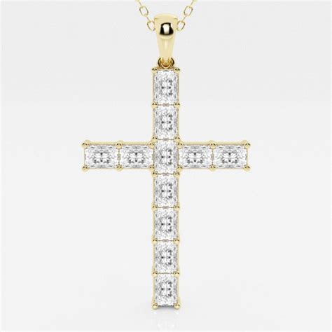 2 Ctw Radiant Lab Grown Diamond Cross Pendant Grownbrilliance