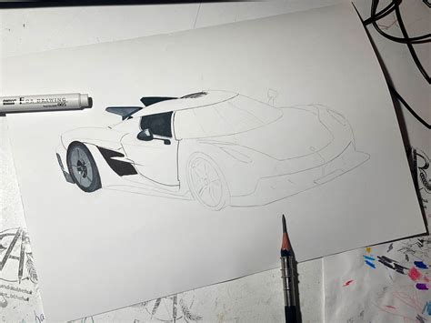 Car Drawing Set Of 3 Koenigsegg Digital Art Handmade Realistic