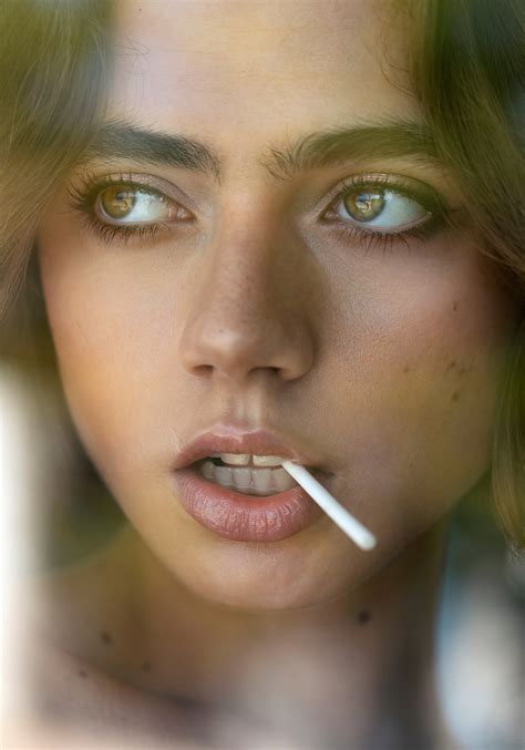 Model Ana Dias Looking Away Open Mouth Moles Portrait Lollypop Women