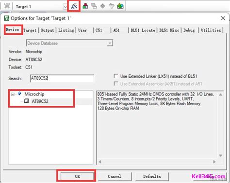怎么看keil5项目使用的单片机型号 keil 5 keil345软件