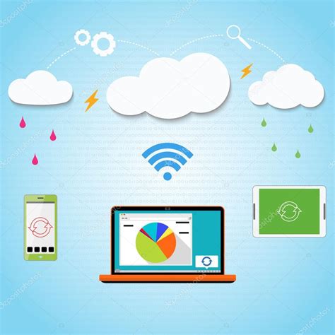 Computación en la nube vectorial a su teléfono inteligente portátil y
