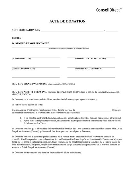 Fillable Online Acte De Donation Fax Email Print Pdffiller