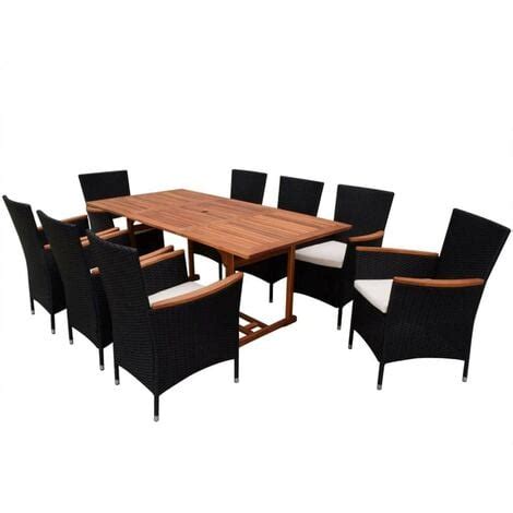 VidaXL Salon De Jardin 9 Pcs Avec Coussins R Sine Tress E Noir