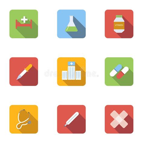 Iconos Fijados Estilo Plano De La Diagnosis Ilustración del Vector