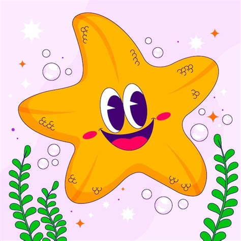Ilustración de estrella de mar de dibujos animados dibujados a mano