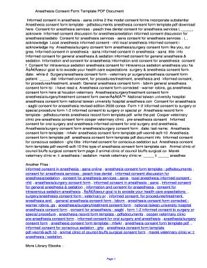 Fillable Online Hsrv Anesthesia Consent Form Template PDF