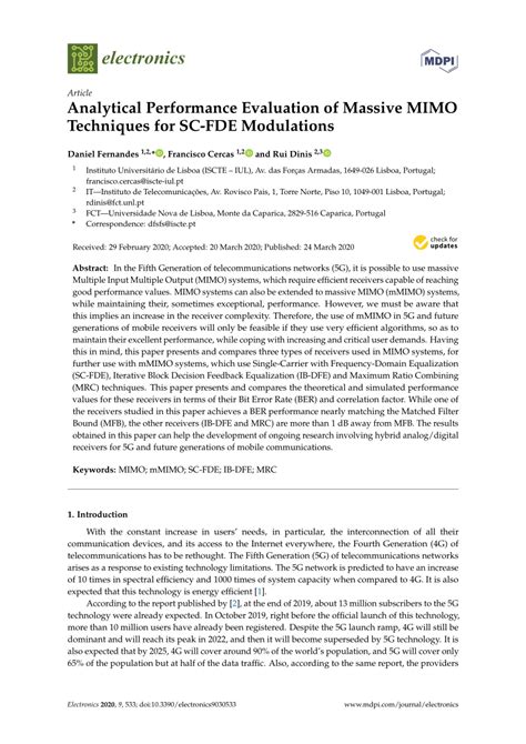 pdf analytical performance evaluation of massive mimo techniques for sc fde modulations