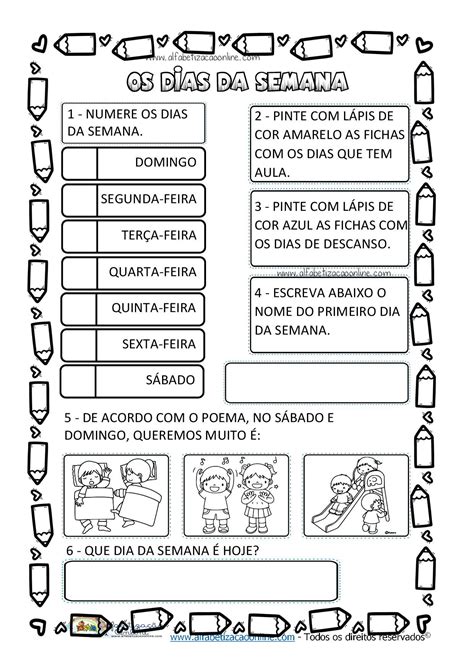 Atividades Sobre Os Dias Da Semana Para Imprimir Alunos E 48 OFF