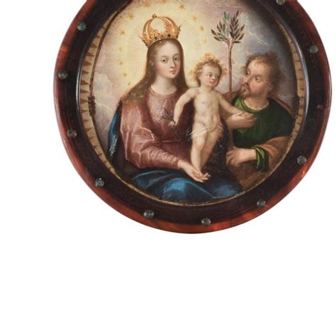 Nun Badge Painted On Copper By Luis Juarez Early 17th C Shell Frame