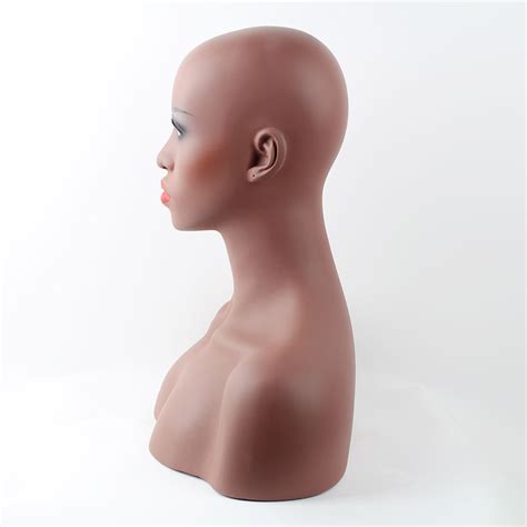 Realistic Female Black Afro American Fiberglass Mannequin Dummy Head