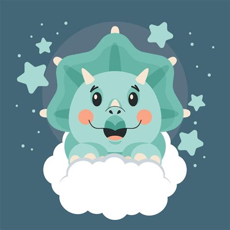 Dibujos animados adorable bebé dinosaurio ilustrado Vector Premium