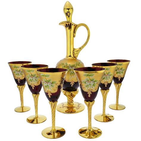 Murano Glass Decanters Murano Glass Decanter Set With Six Wine
