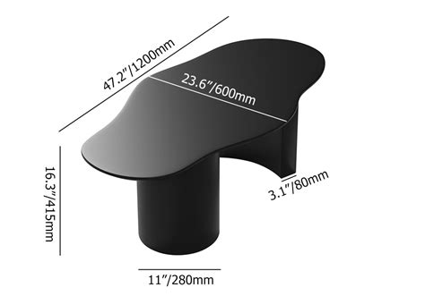 47 Abstract Funky Japandi Wood Coffee Table Cloud Shaped In Black Homary