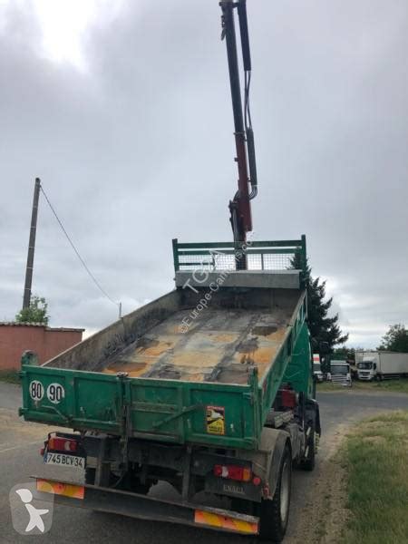 Camion Renault Benne TP Marrel Midlum 210 DCI 4x2 Gazoil Euro 3 Grue