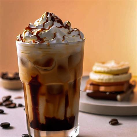 Premium AI Image A Glass Of Iced Coffee With Whipped Cream And A