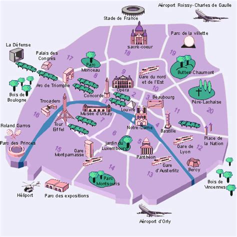 Carte des monuments historiques de Paris avec la cathédrale Notre Dame