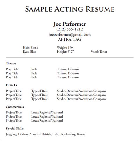 Acting Resume Template