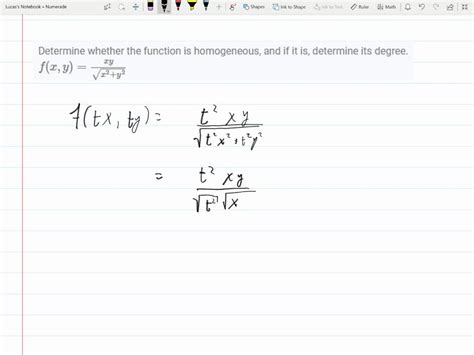 solved determine whether the function is homogeneous and if it is determine its degree f x y