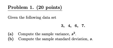 solved problem 1 20 points given the following data set