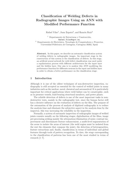 pdf classification of welding defects in radiographic images using an ann with modified