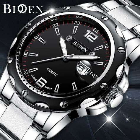 Jual BIDEN Jam Tangan Pria Olahraga Kuarsa Otomatis Date Tali Stainless