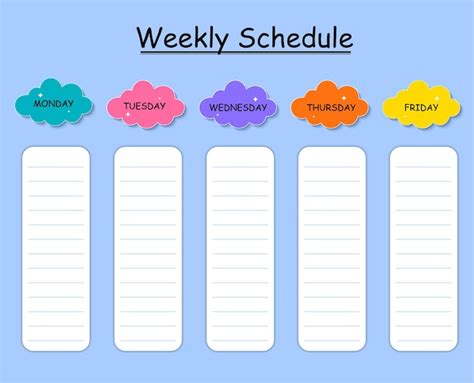 Plantilla De Horario Semanal Colorido De Vactor En Piso Vector Premium
