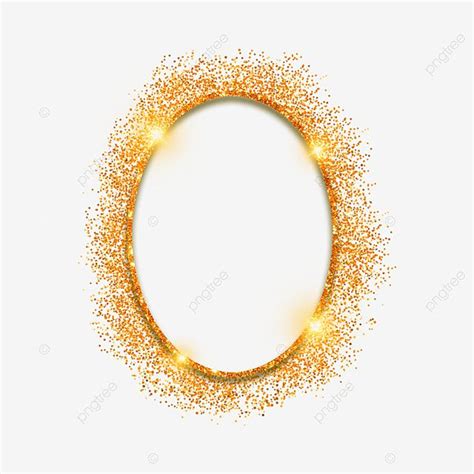 Fronteira De Glitter Dourado Oval Brilho PNG Dourado Elipse Brilhar
