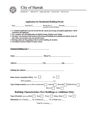 Fillable Online Residential Building Permit Application City Of