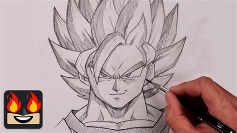 How To Draw Super Saiyan Goku Dragon Ball Z Sketch Tutorial Youtube