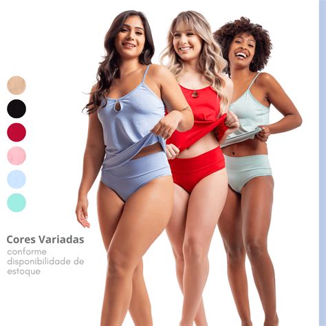 Kit 5 Calcinha Feminina Cos Alto Duplo Fio Dental Pos Parto Viére