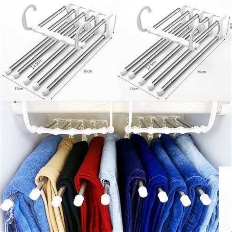 Kit 2 Cabide Para Calças Inox 5 Divisórias Multifuncional Cabideiro
