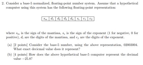 Solved Consider A Base Normalized Floating Point Chegg