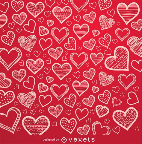 Fondo Dibujado A Mano Corazones Rojos Descargar Vector