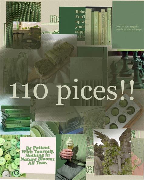 Wall Collage Printable Green Aesthetic Etsy